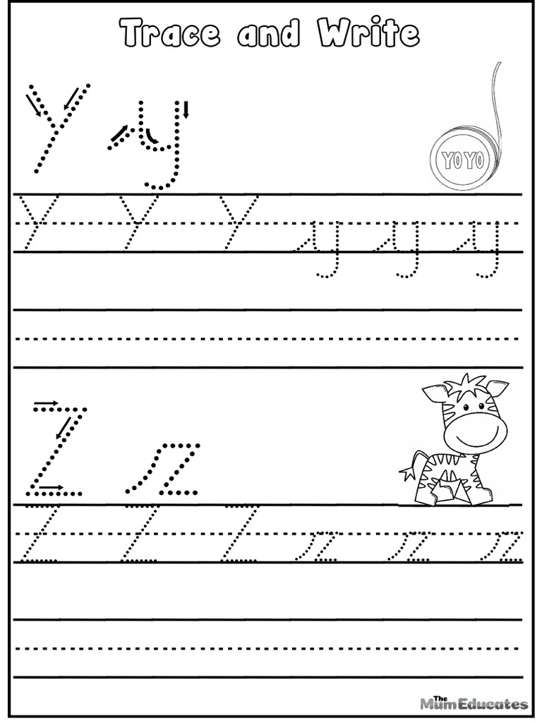 Alphabet Letters Cursive y and Z TME | PDF
