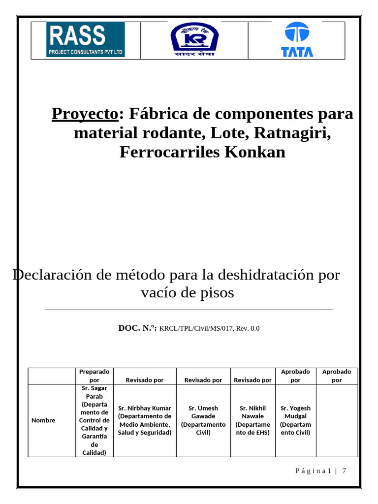 Declaración de Método para VDF | PDF | Hormigón | Materiales