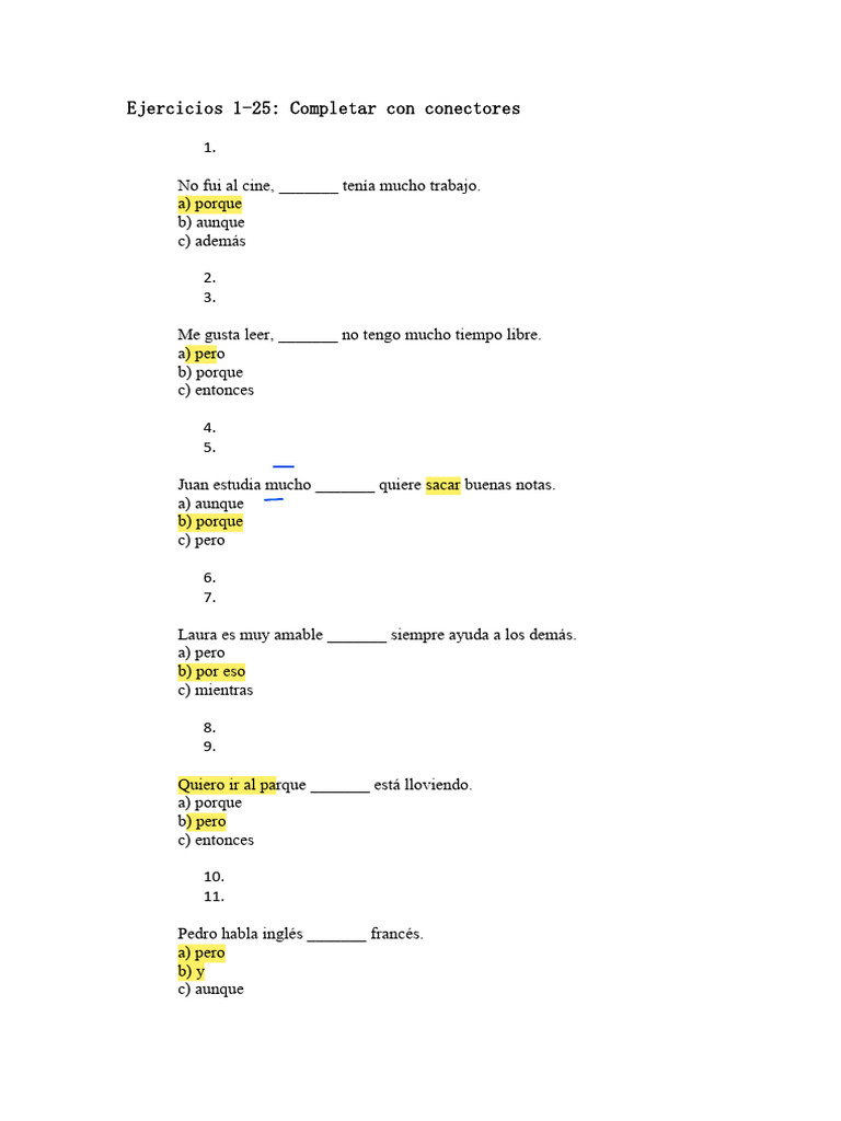 Practica de Conectores y Preposiciones | PDF