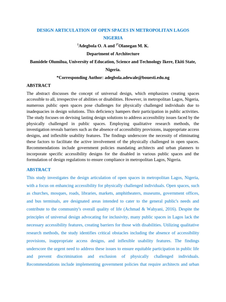 Universal Design in Open Spaces | PDF | Accessibility | Focus Group