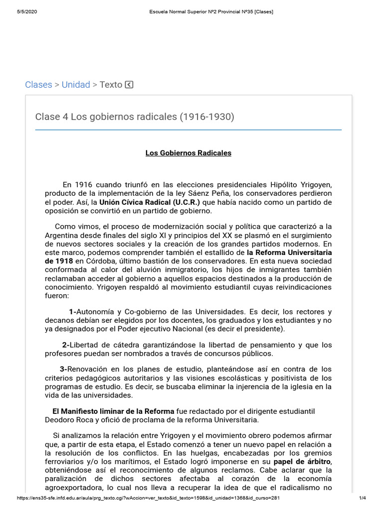 Gobiernos Radicales en Argentina (1916-1930) | PDF | Argentina
