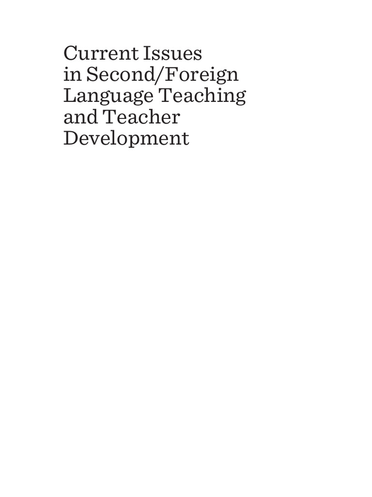 Current Issues in SecondForeign Language Teaching and Teacher ...