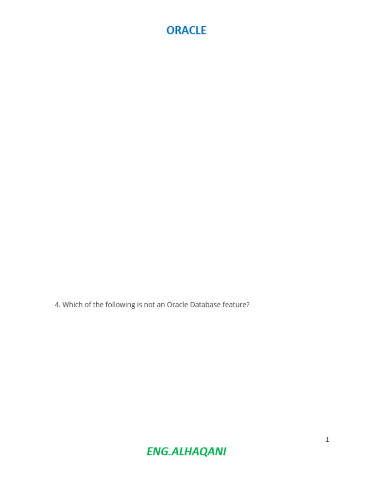 Oracle Database MCQ | PDF | Databases | Information Retrieval