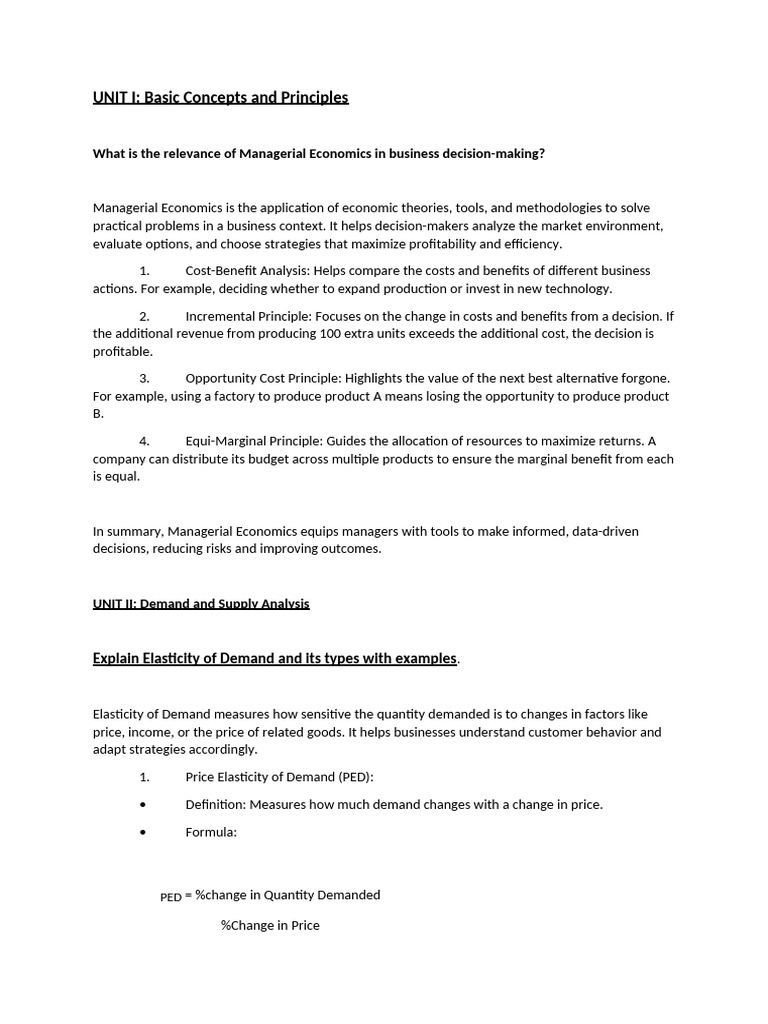 UNIT I,2,3 economics (1) | PDF | Demand | Elasticity (Economics)