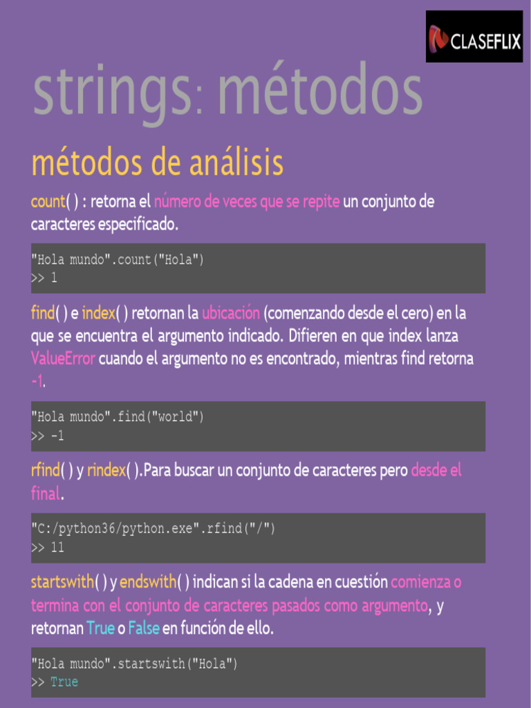 Metodo - de - String - Qefofg Claseflix | PDF | Notación | Programación de computadoras