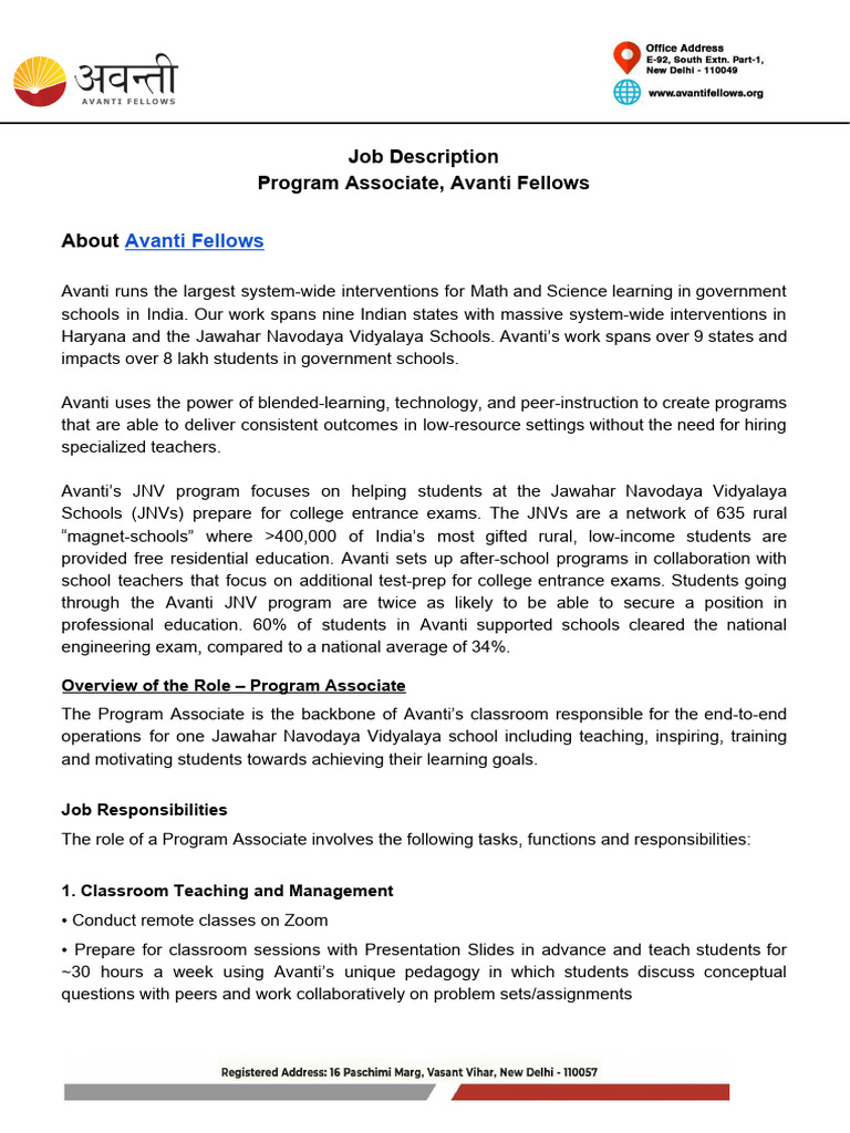 JD-Program Associate - Off Campus | PDF | Behavior Modification | Learning