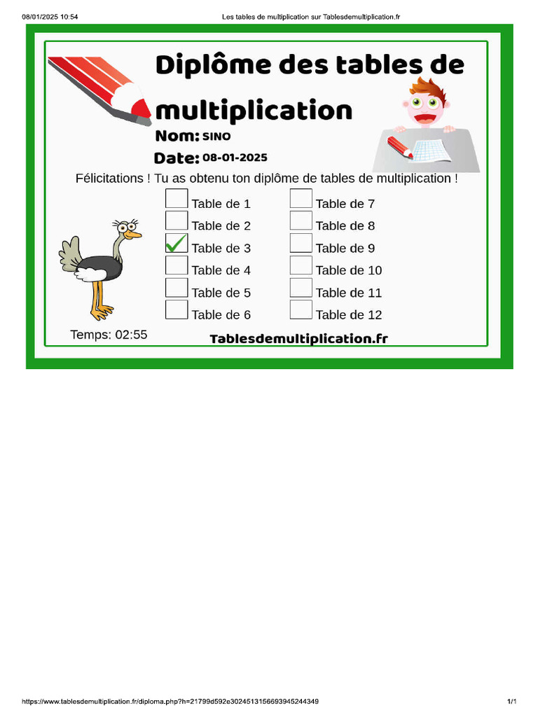 Les tables de multiplication sur Tablesdemultiplication.fr | PDF