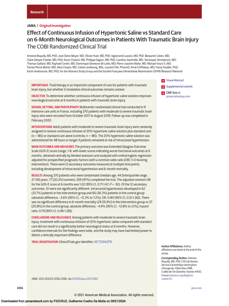 The COBI Randomized Clinical Trial | PDF | Traumatic Brain Injury ...