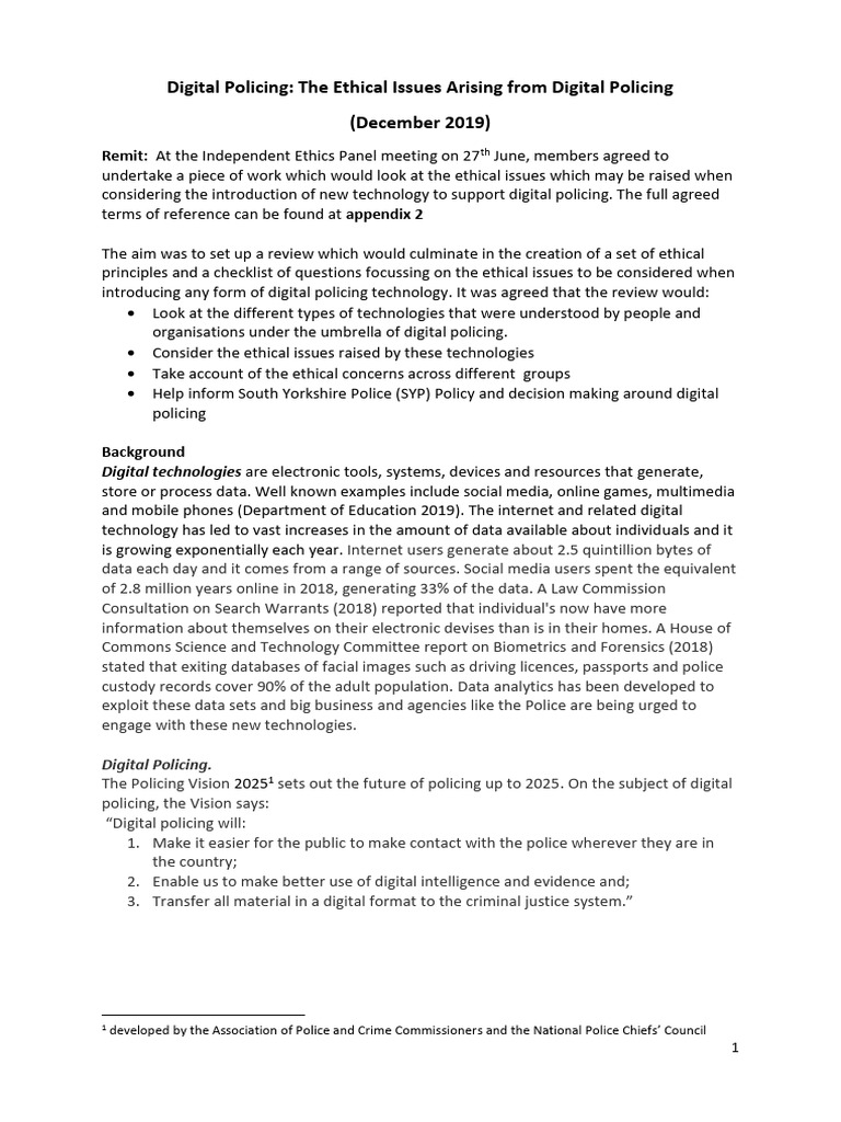 Ethical Issues in Digital Policing | PDF | Artificial Intelligence ...