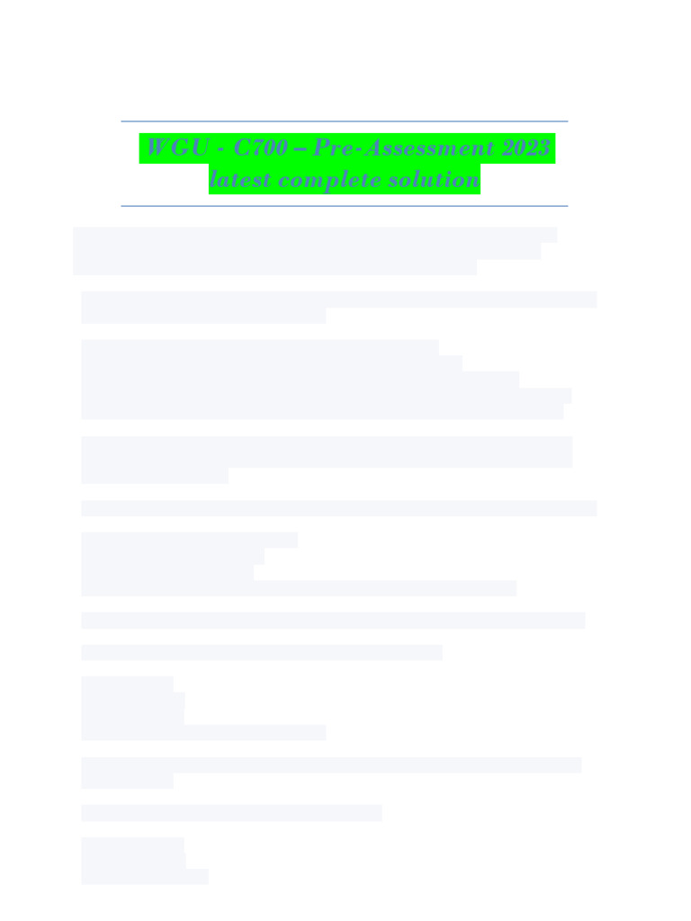 WGU - C700 - Pre-Assessment 2023 Latest Complete Solution | PDF ...