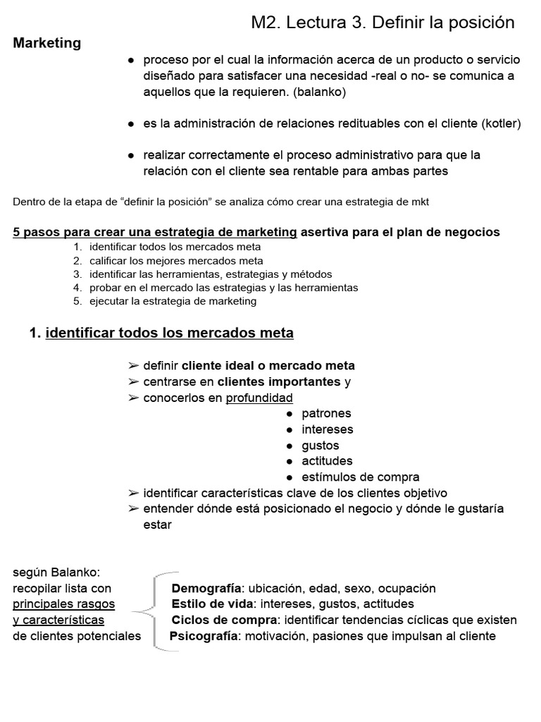 Actualización Profesional. Resumen Módulo 2. Lecturas 3 y 4 | PDF | Marketing | Producto (Negocio)