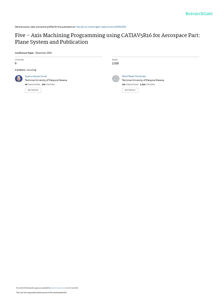 Five - Axis Machining Programming Using CATIAV5R16 For Aerospace Part ...