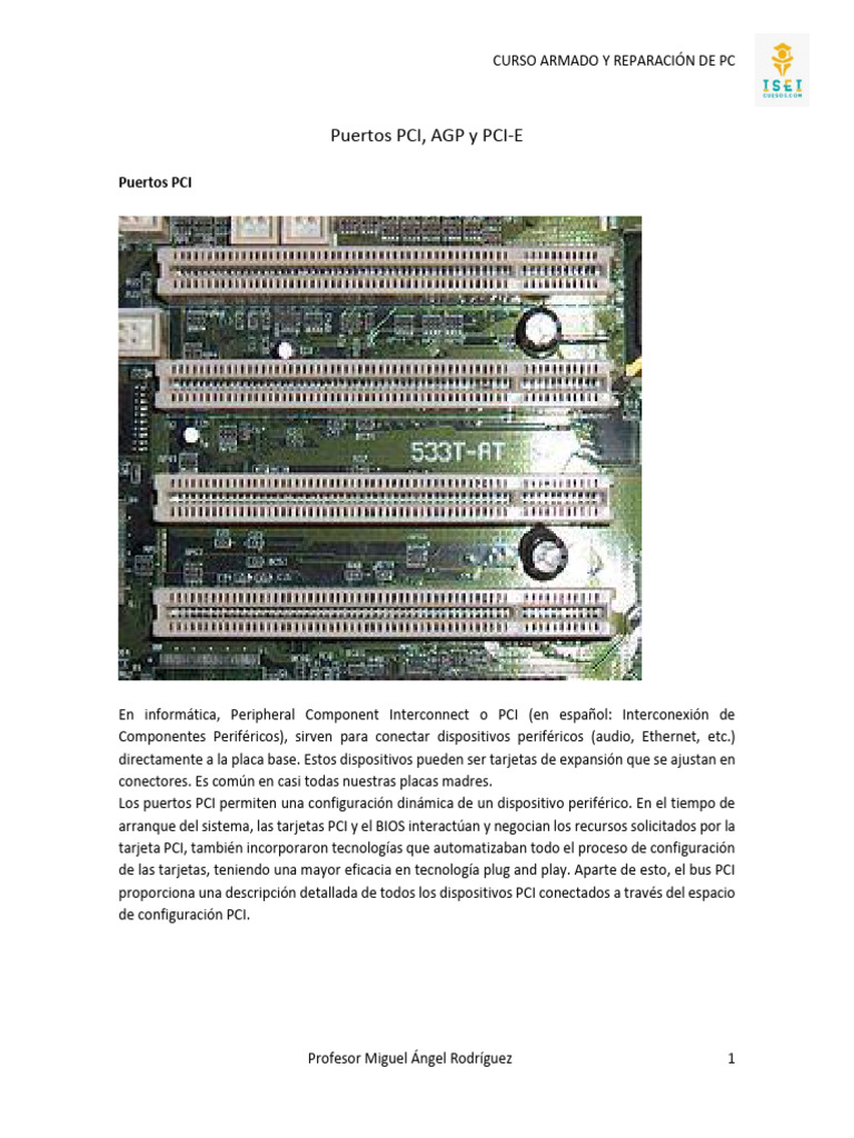 Puertos PCI, AGP y PCI-E en PCs | PDF | Ciencias de la Computación ...