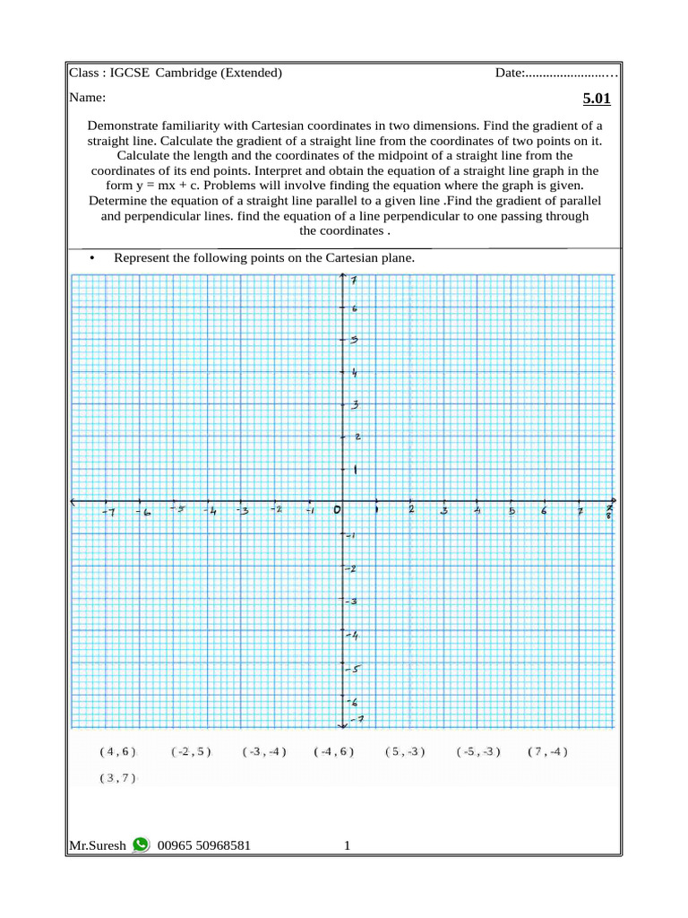 Cartesian Plane and Line Equations | PDF | Line (Geometry ...
