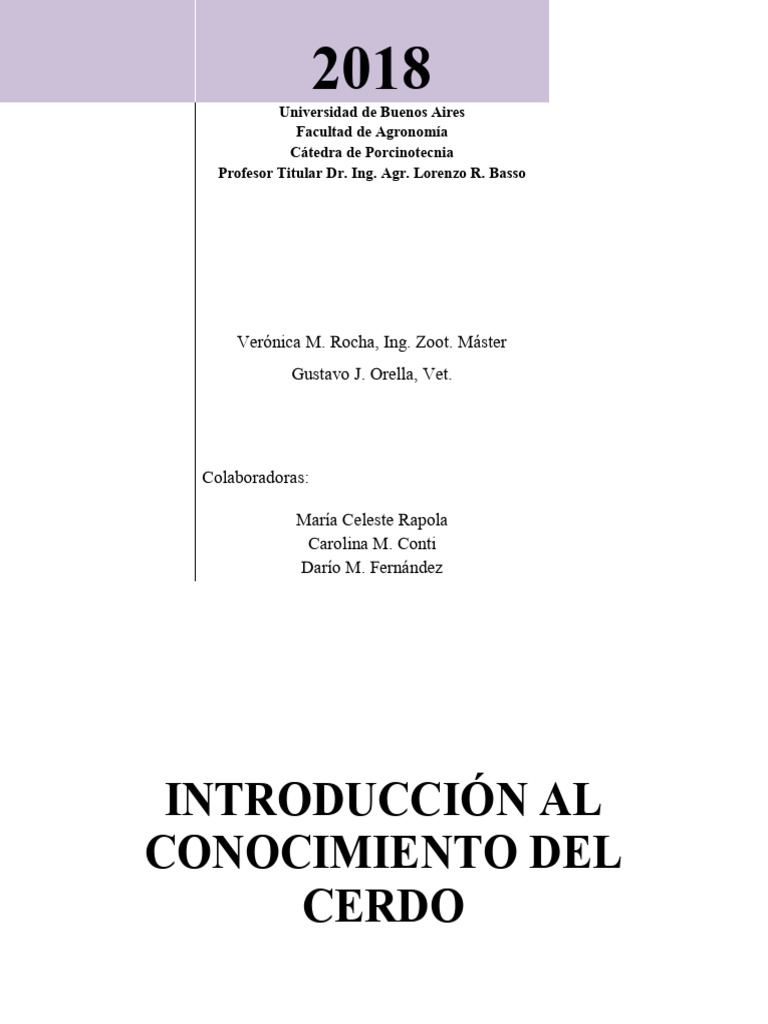 Introducción Conocimiento Cerdo | PDF | Cerdo | Carne