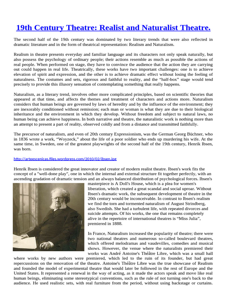 19th Century Theater - REALISM | PDF | Literary Realism | Theatre