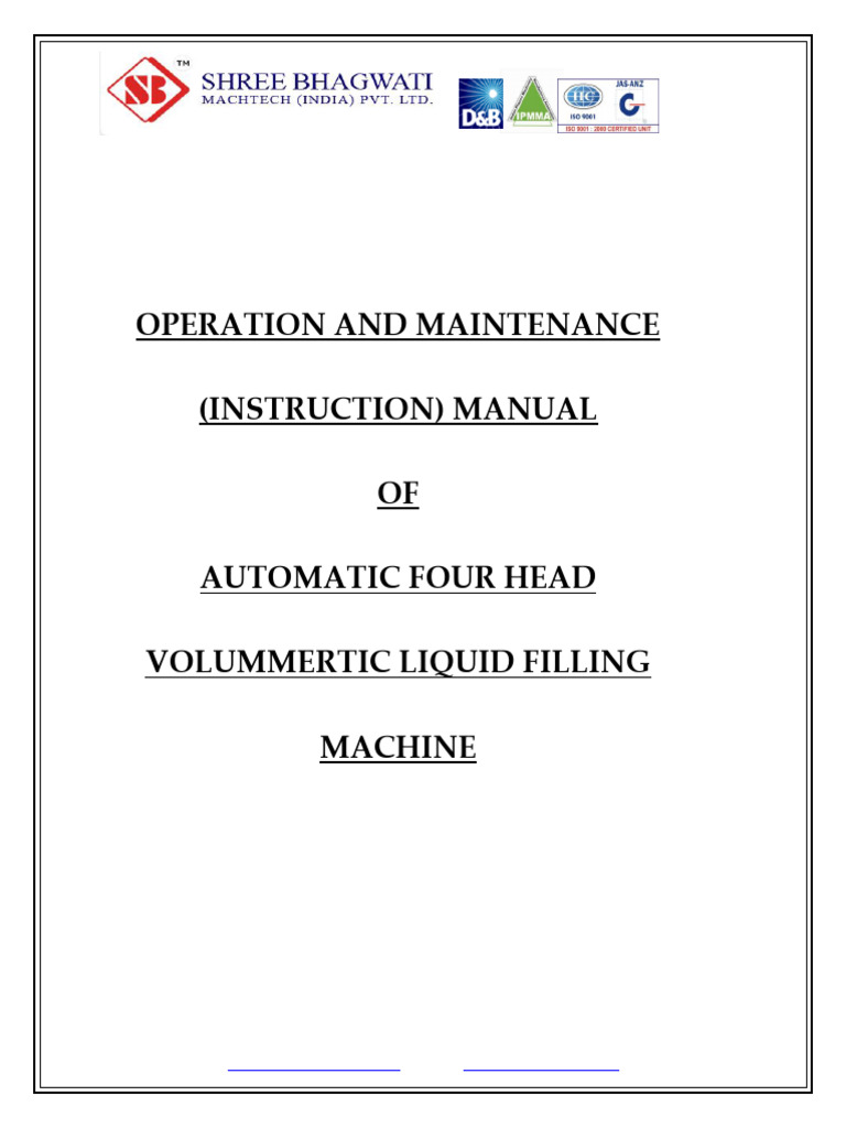 Four Head Liquid Filling Machine Manual | PDF | Belt (Mechanical ...
