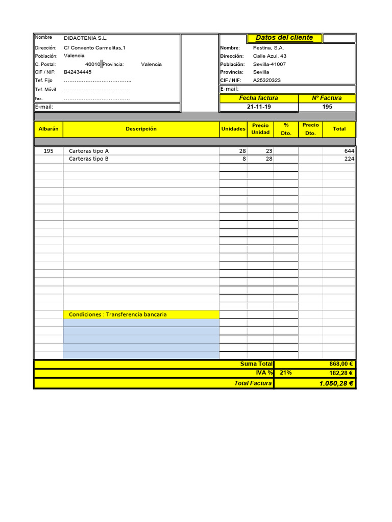 Obligados Tributarios - Modelo Factura Valorado | PDF