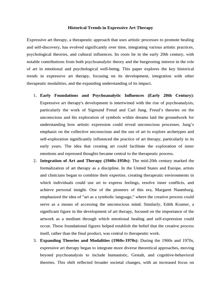 Historical Trends in Art Therapy | PDF | Psychotherapy | Art Therapy