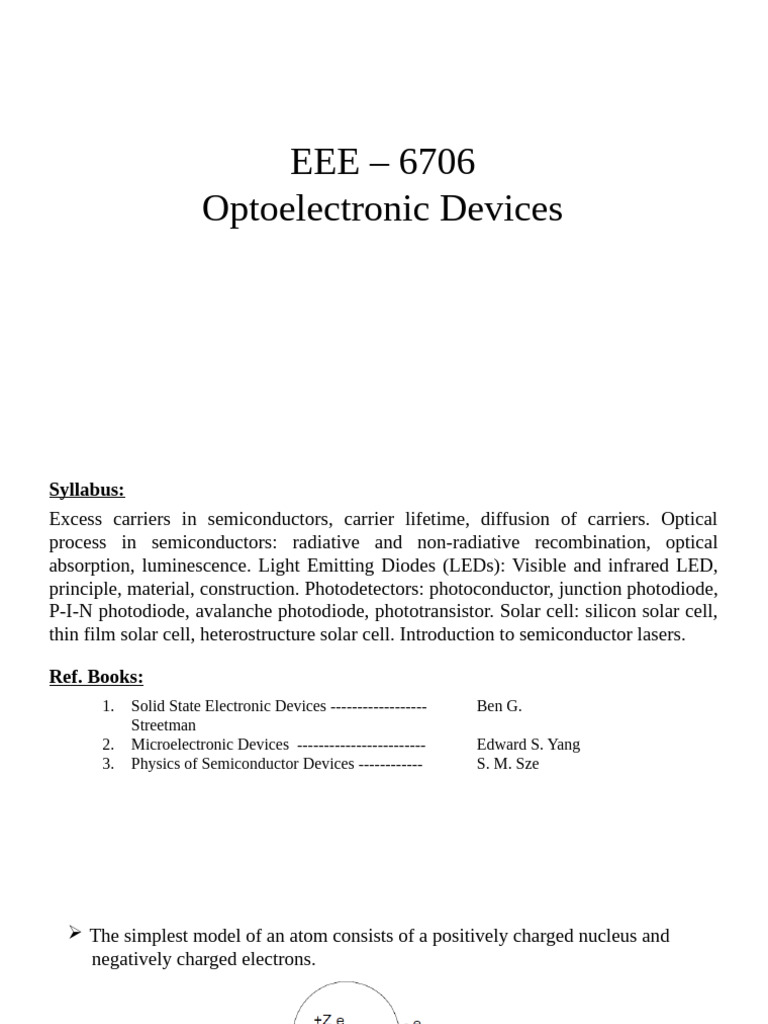 Optoelectronic Device | PDF | Electron | Atoms