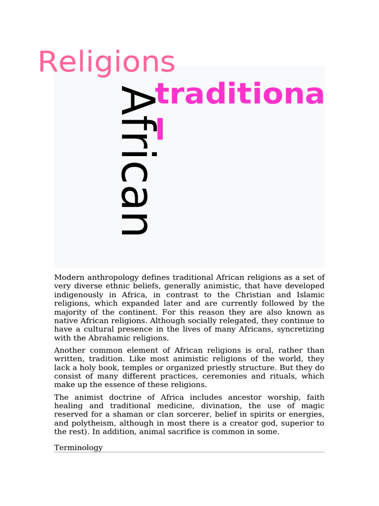 African Traditional Religions | PDF | Religious Faiths