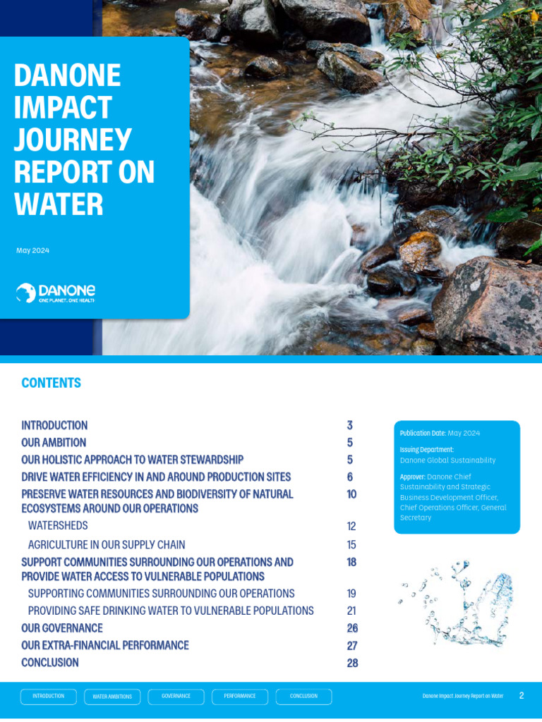 Danone Impact Journey Report On Water 2024 | PDF | Water Resources | Water