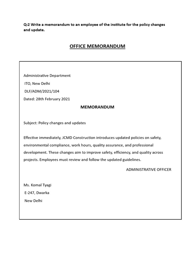 Memo | PDF