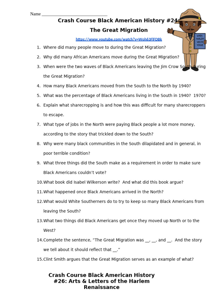 Great Migration and Harlem Renaissance Insights | PDF | Society Of The ...