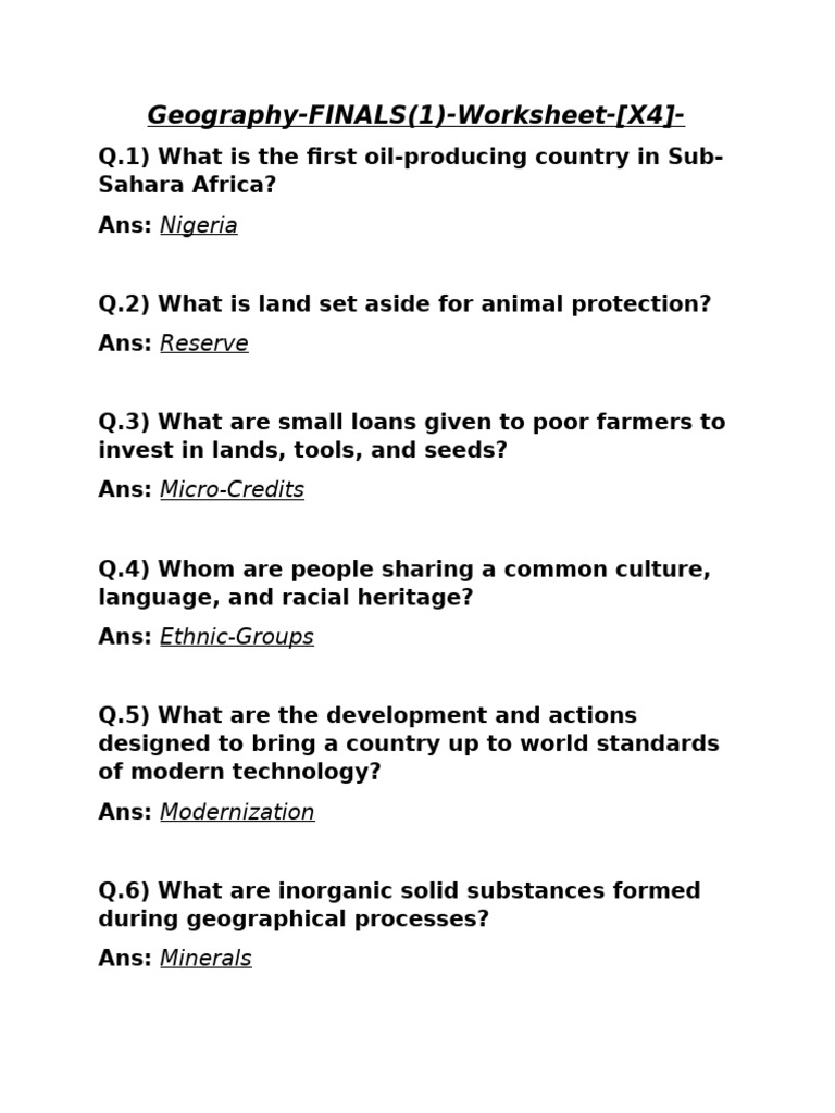 Geo.-FINALS - (1) - Worksheet - (X4) | PDF