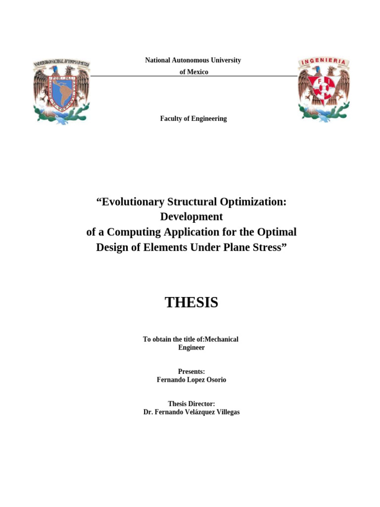 Thesis in Mechanical Engineering | PDF | Mathematical Optimization | Finite Element Method