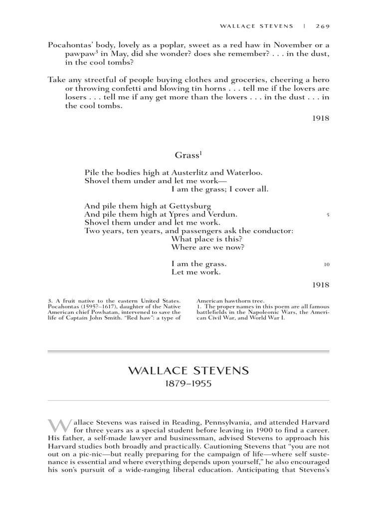 Wallace Stevens: A Poet's Journey | PDF | Poetry