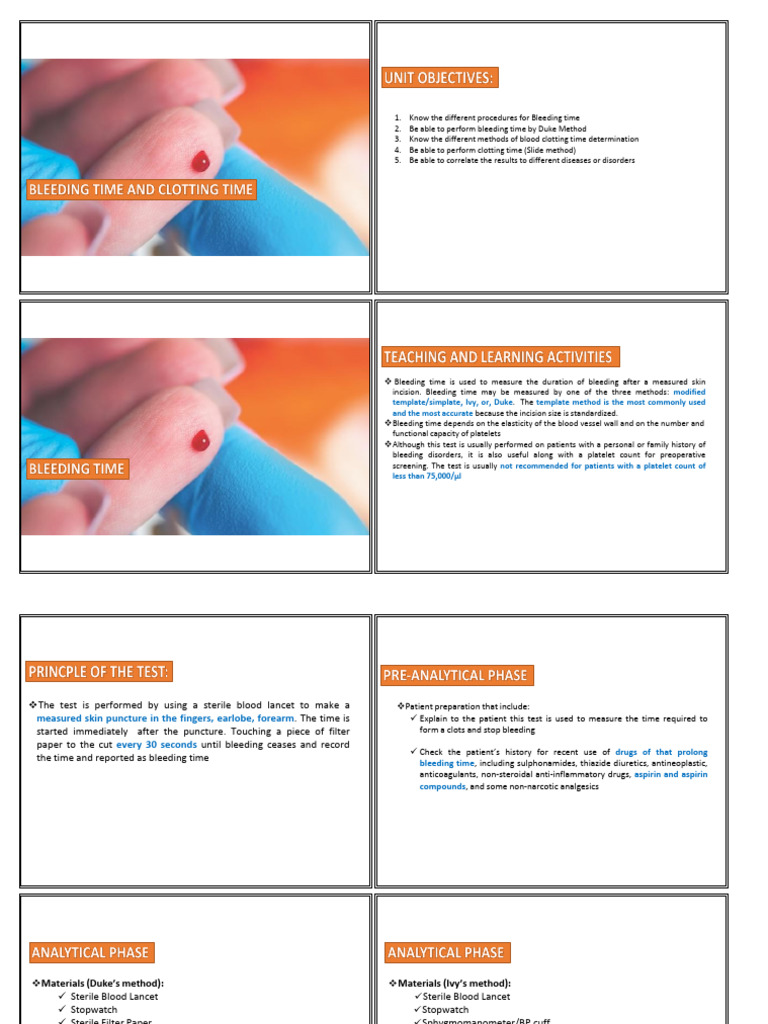 Bleeding Time and Clotting Time | PDF | Coagulation | Bleeding