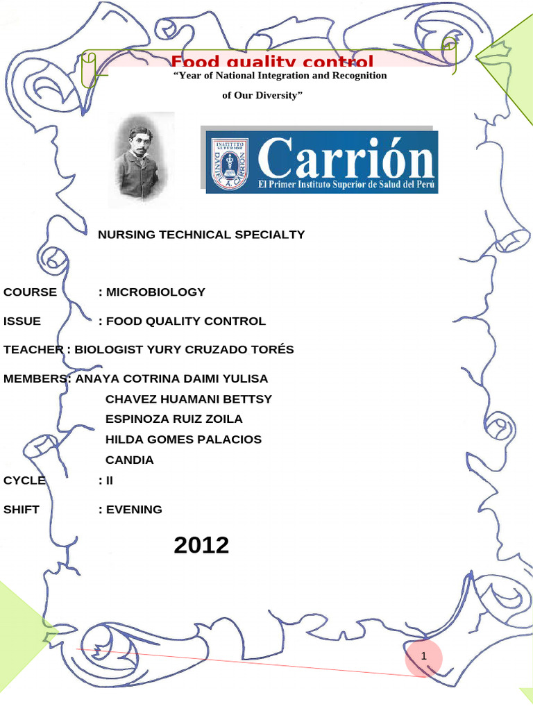 Quality Control of Food Monograph | PDF | Hazards | Safety