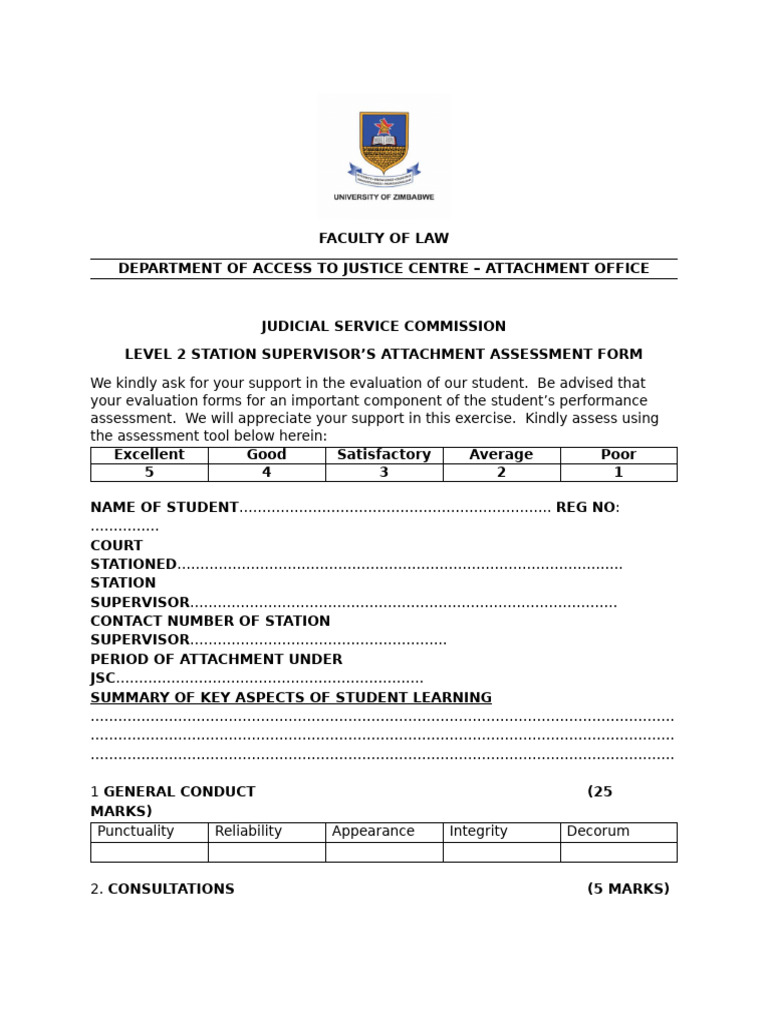 JSC Supervisor Assessment Form | PDF | Public Sphere | Judiciaries
