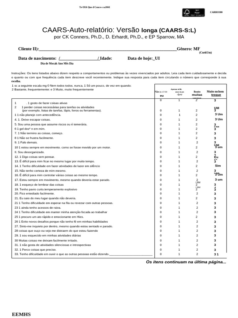 CAARS - Versão Longa | PDF