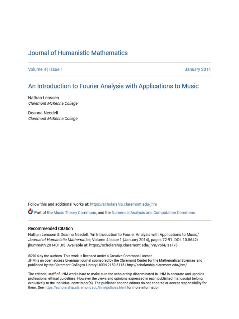 Fourier Analysis in Music Applications | PDF | Fast Fourier Transform ...