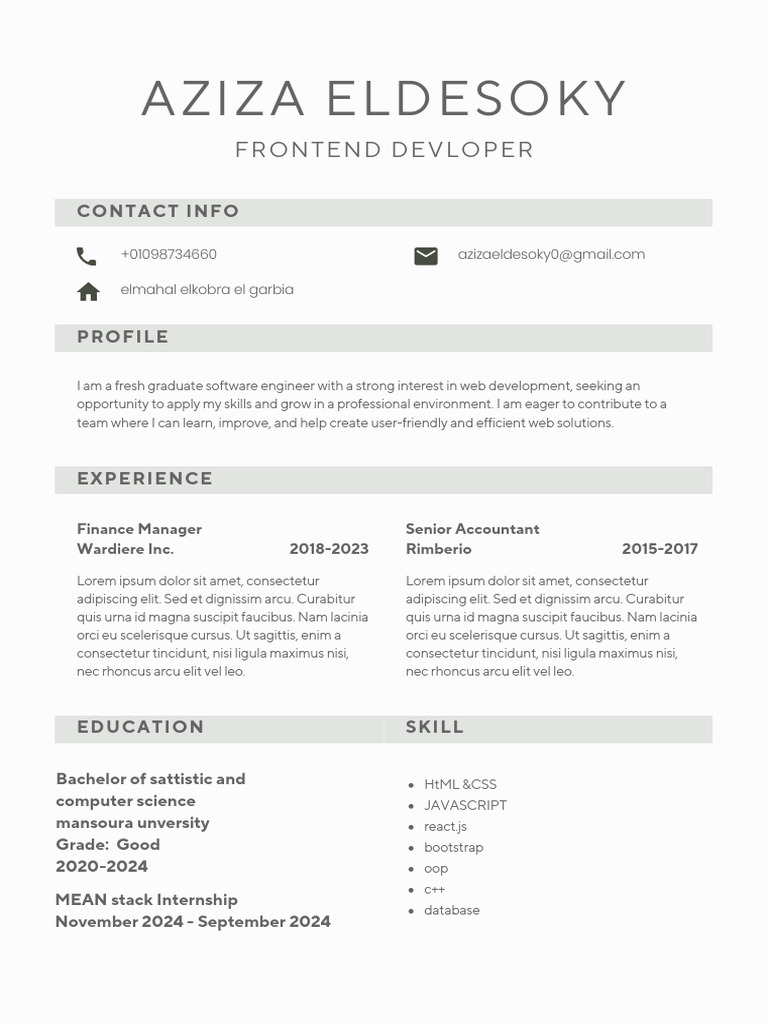 Black and White Minimalist Professional Resume A4 | PDF