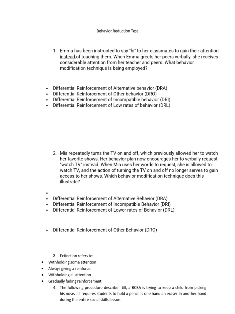 Test Behavior Reduction 2 | PDF | Reinforcement | Aggression