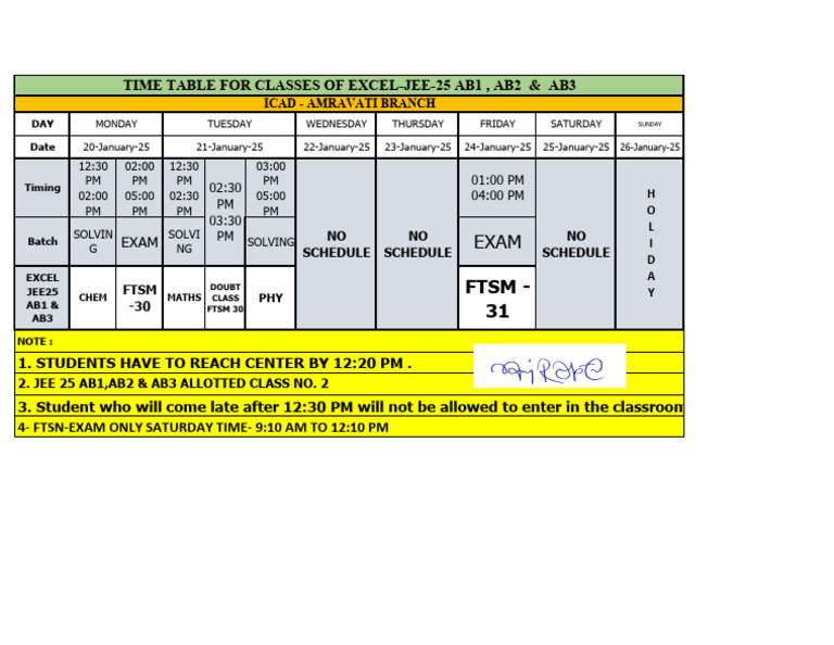 FTSM Timeing-10 | PDF
