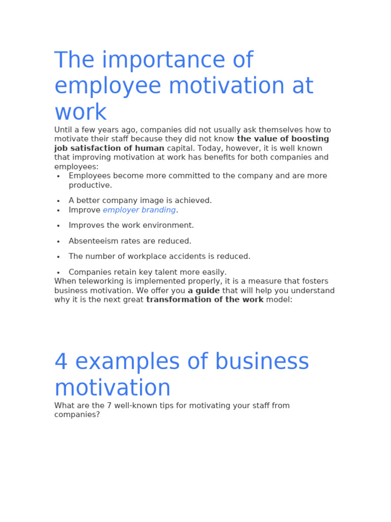 The Importance of Employee Motivation at Work | PDF | Motivation ...