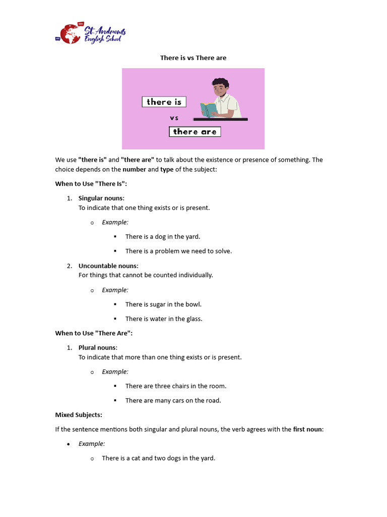 There is vs there are | PDF | Plural | Grammatical Number