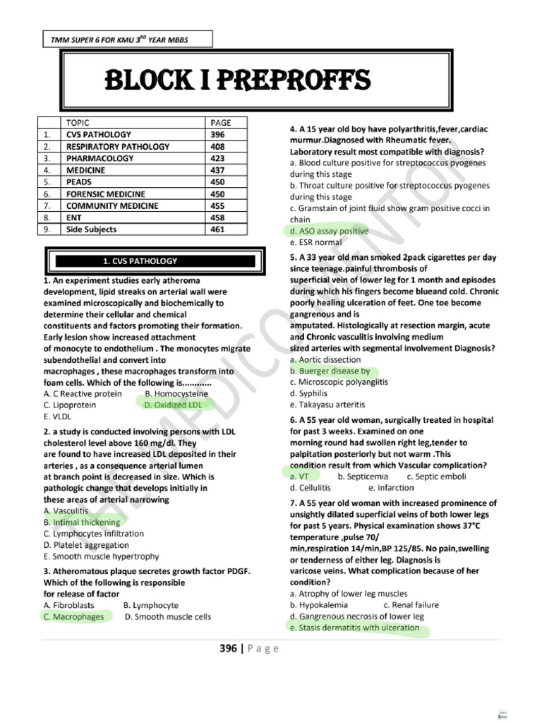 Block I Preproffs Solved by Aasiya Ali WMC | PDF