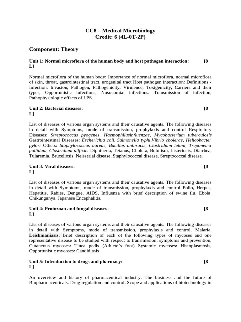 Med Micro Syllabus | PDF | Pathogen | Infection