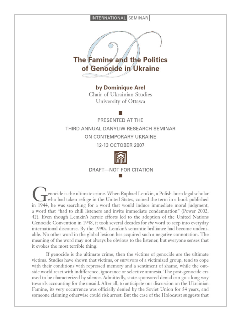 Arel, Dominique - The Famine and The Politics of Genocide in Ukraine | PDF | Genocides | Famine