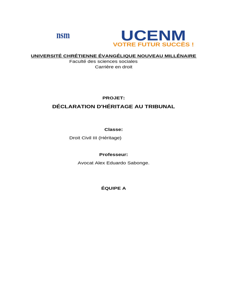 Demande de déclaration d'héritage ab intestat | PDF | Procureur | Juge