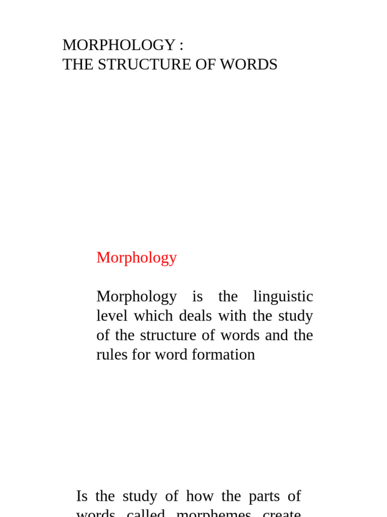 Morphology Presentation | PDF | Morphology (Linguistics) | Word