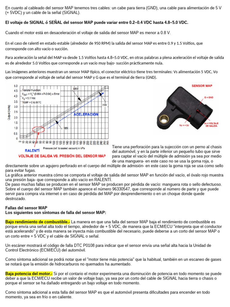En Cuanto Al Cableado Del Sensor MAP | PDF | voltaje | Motores