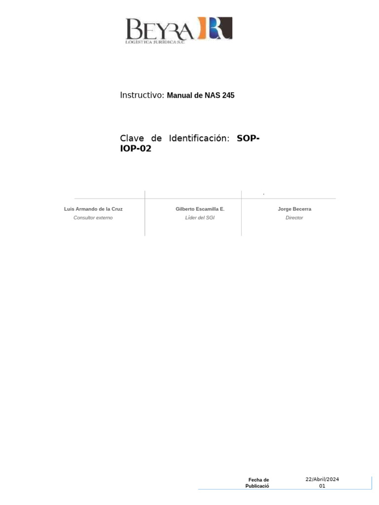 Manual NAS 245 SOP-IOP-02 | PDF | Archivo de computadora | Apoyo