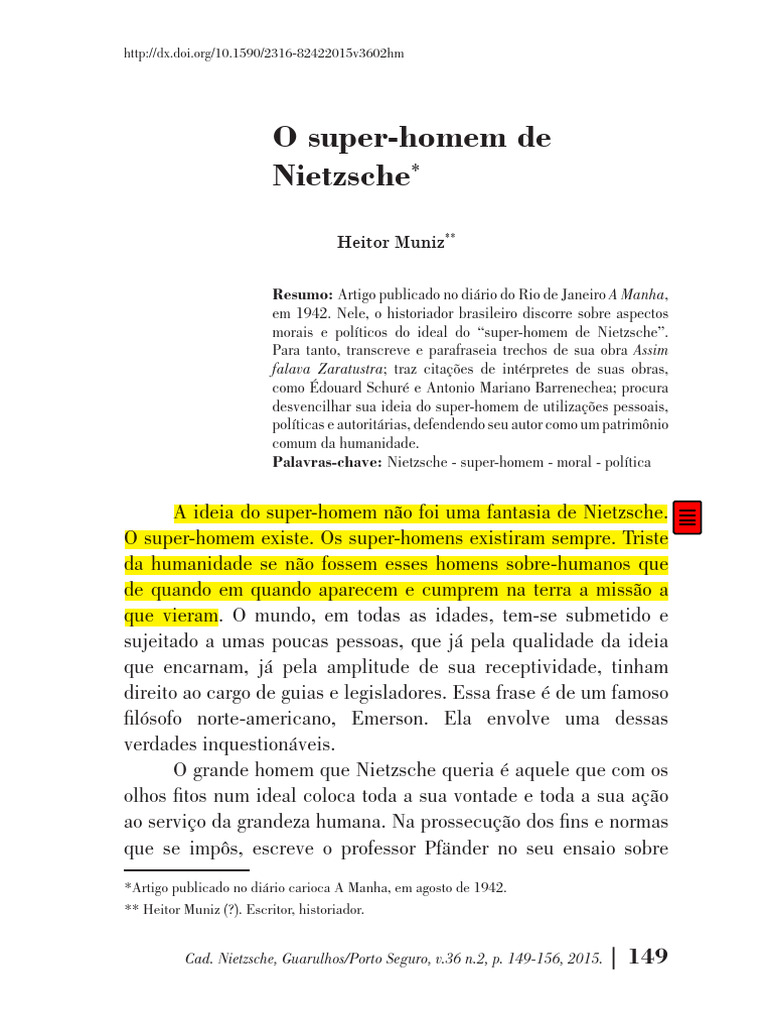 O Super-Homem em Nietzsche: Moral e Política | PDF | Friedrich ...