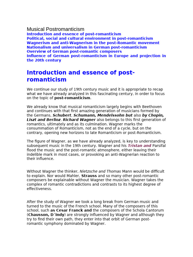 Understanding Musical Post-Romanticism | PDF | Romantic Music ...